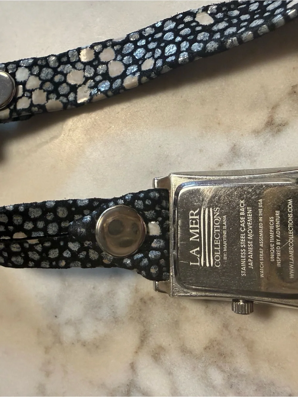 La Mer | Accessories | La Mer Black And White Pebble Wrap Watch | Poshmark